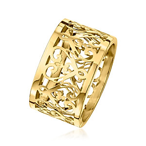 Ross-Simons Italian 14kt Yellow Gold Filigree Heart Ring. Size 10