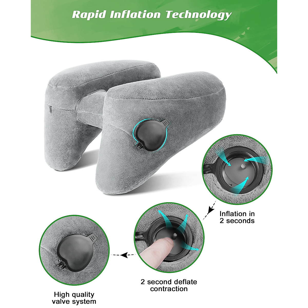 JefDiee Relax in Style with Travel Pillow for Neck, Chin and Head Support with Washable Velour Cover and Sleep Accessories Set, t2