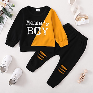 3T Boy Clothes 2T Toddler Boy Clothes Fall Winter Outfits Cotton Color Block Sweatshirt Long Pants Cute Baby Boys Clothes Set 2 Year Old Boy Clothes Orange