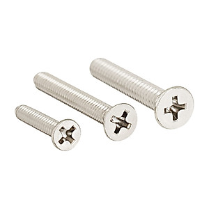 Built Industrial 400 Piece Machine Screw Assortment Kit, 304 Stainless Steel Flathead Set with #2 Phillips Driver Bit and Storage Case, 6-32, 8-32, and #10-24 Screws