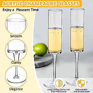 Gerrii 6 oz Acrylic Stemmed Champagne Flutes Unbreakable Plastic Champagne Glasses Reusable Wine Toasting Goblets Crystal Disposable Cocktail Cups for Party, Wedding, Birthday (Clear,18 Pcs)