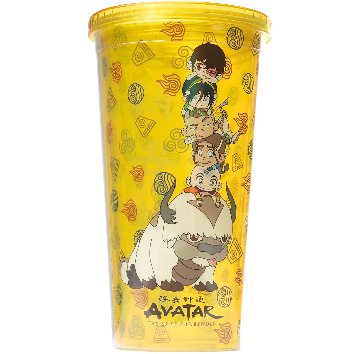 SCS Direct Avatar: The Last Airbender Travel Cup with Lid and Straw - Kawaii Style Characters - Officially Licensed - Great Gift for Kids and Adults