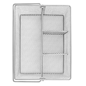 Maypes Utensil Caddy - Silverware Caddy for Parties, Spoon Holder, Buffet Organizer for Condiments, Napkin, Forks, Knives - Stainless Steel Flatware Caddy for Home, (Silver)