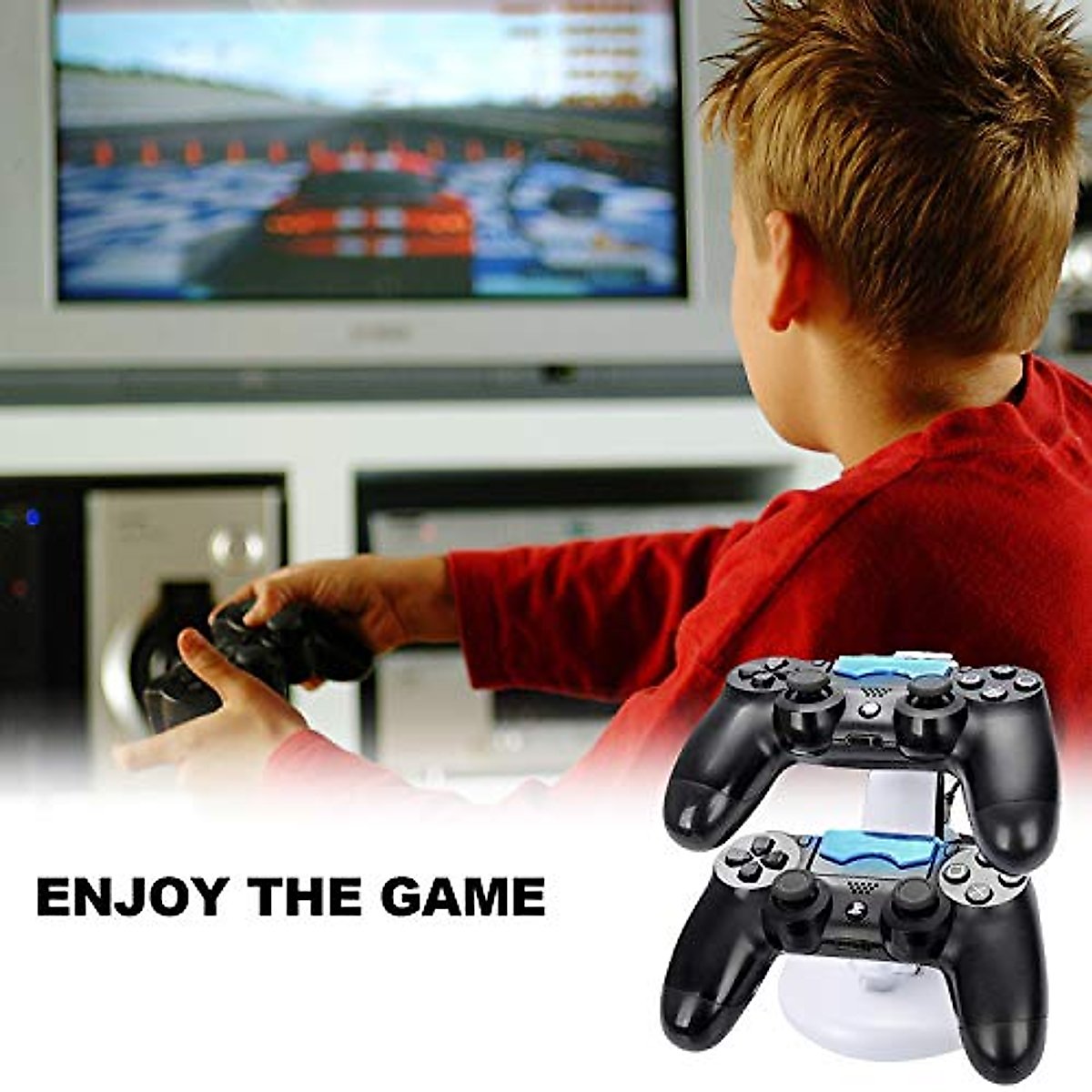2 Pack PS4 Controller Charger, Playstation 4 / PS4 / PS4 Pro / PS4 Slim Controller Charging Dock Stand Stations with Dual Micro USB Fast Charging & LED Indicator (Black & White)