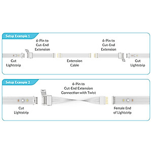 Litcessory 6-Pin to Cut-End Extension Connector for Philips Hue Lightstrip Plus (2in, 4 Pack, White - Standard 6-PIN V3)