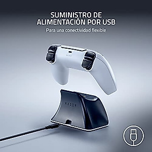 Razer Quick Charging Stand for PlayStation 5: - Curved Cradle Design - Matches PS5 DualSense Wireless Controller - One-Handed Navigation - USB Powered - Black (Controller Sold Separately)