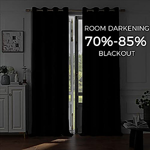 Topfinel Black Blackout Velvet Curtains 90 inches Long for Living Room, Grommet Brightens Thick Vertical Backdrop Drapes for Cinema/Room Dividers, W52 x L90 Each Panel, 2 Panels