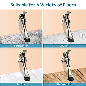 CG PLUS Door Stopper, One-Touch semi-Automatic Metal Door Stopper, with Non-Slip Rubber Tip for Wood, Concrete, Tiled, and Carpeted Floors (4inch x 2pack, Black)