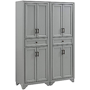 Crosley Furniture Tara 2-Piece Pantry Set, Distressed Gray