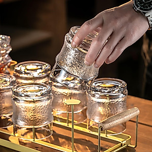 PTSTING Whiskey Glasses 10 oz Old Fashioned Whiskey Glasses Scotch Glasses Set of 6 Rocks Glass for Scotch Bourbon Whisky Cocktail Cognac Vodka Gin Tequila Rum Liquor Rye