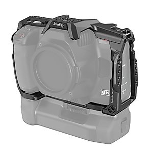 SmallRig Full Cage for BMPCC 6K Pro / 6K G2, for Blackmagic Pocket Camera Battery Grip, Comes with Built-in Removable Pogo Pin Connector, Locating Holes for ARRI and NATO Rail - 3517