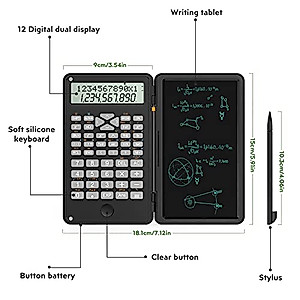 LMAIVE Scientific Calculators, Calculators 12-Digit Calculator with Writing Tablet, Foldable Financial Calculator, LCD Dual Display Desk Calculator Pocket Calculator for School Office