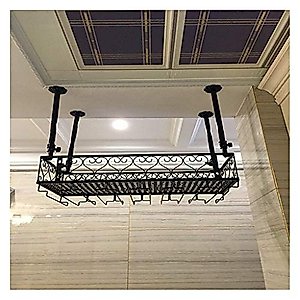 WXXGY Bar Glass Rack Ktv Hanging Goblet Rack Upside Down Wine Glass Rack Wine Glass Rack Bar Hanging Glass Rack European Style/Black/60X25Cm