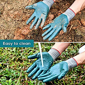 TOBEHIGHER Gardening Gloves - Gardening Gloves for Men and Women 6 Pair, Breathable Rubber Garden Gloves, Outdoor Protective Working Gloves for Raking, Weeding, Digging and Pruning