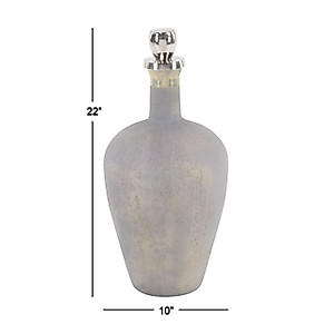 Deco 79 Glass Decorative Jars with Stoppered Top, 10" x 10" x 22", Tan