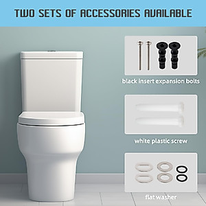 Hygie Rinse Traditional SoftClose Elongated Toilet Seat Replacement Compatible with TOTO SS114/SS113/SS154/SS224/SS204 Heavy Duty Toilet Seat Parts with 2-pack Toilet Bolts and Nuts, Cotton White