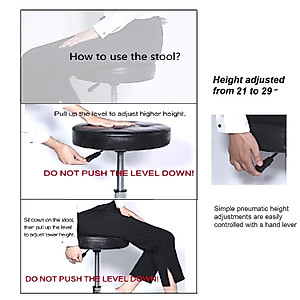 Kaleurrier Swivel Stool Chair Adjustable Height,Heavy Duty Hydraulic Rolling Metal Stool for Kitchen,Salon,Bar,Office,Massage (with Back Rest) (Black)