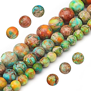 Youngbling Natural Gemstone Beads for Jewelry Making,8mm Orange Imperial Jasper Polished Round Smooth Stone Beads,Genuine Real Stone Beads for Bracelet Necklace 15 Inch