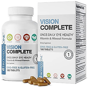 Bronson ONE Daily Vision Complete Eye Health Support Multivitamin Multimineral Supplement Formula, 180 Tablets