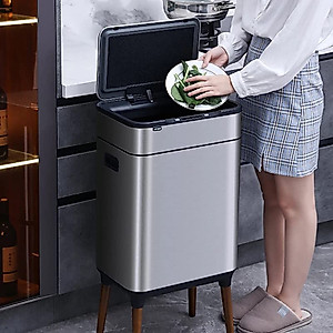 XDCHLK Smart Sensor Trash Can Stainless Steel Rectangle Trash Bin High Foot Rubbish Bin Kitchen Sorting Garbage Can Automatic Waste Bin