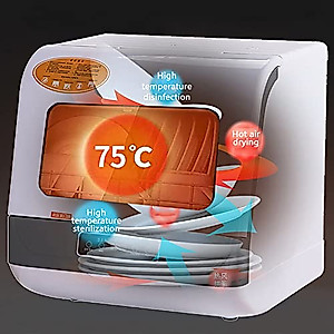kitneed Countertop Dishwasher, Portable Automatic Dishwasher, Mini dishwasher with 3 Washing Programs, 360 Degree Spraying Water, 75°C Hot Air Drying for Apartment, Dorm Room
