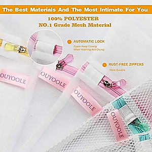 Mesh Laundry Bag 5 Pack with Fine Mesh & Coarse Mesh , OUYOOLE Laundry Wash Bag for Washing Machine, Travel, Delicates, Baby Clothes, Lingerie, Socks, Bra, Underwear
