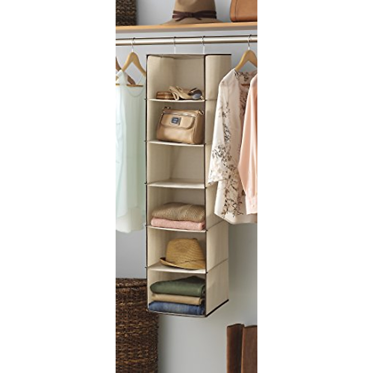 Whitmor Canvas Heavy Duty 6 Shelf Hanging Accessory Bag