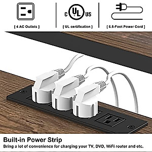 Simoretus TV Stand with Power Outlet and Fabric Drawers Entertainment Center for TV up to 45 inch Industrial Open Storage Shelf Media Console Dresser for Living Room Bedroom