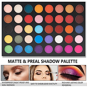 Rechoo 40 Colors Eye Makeup Eyeshadow Palette, Bright Color Matte Eye Shadow Blue Red Purple Bright Color With Sequins Shimmer Metallic Pigmented Paleta