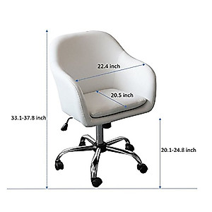 Home Office Chair Executive Mid Back Computer Table Desk Chair Swivel Height Adjustable Ergonomic with Armrest White