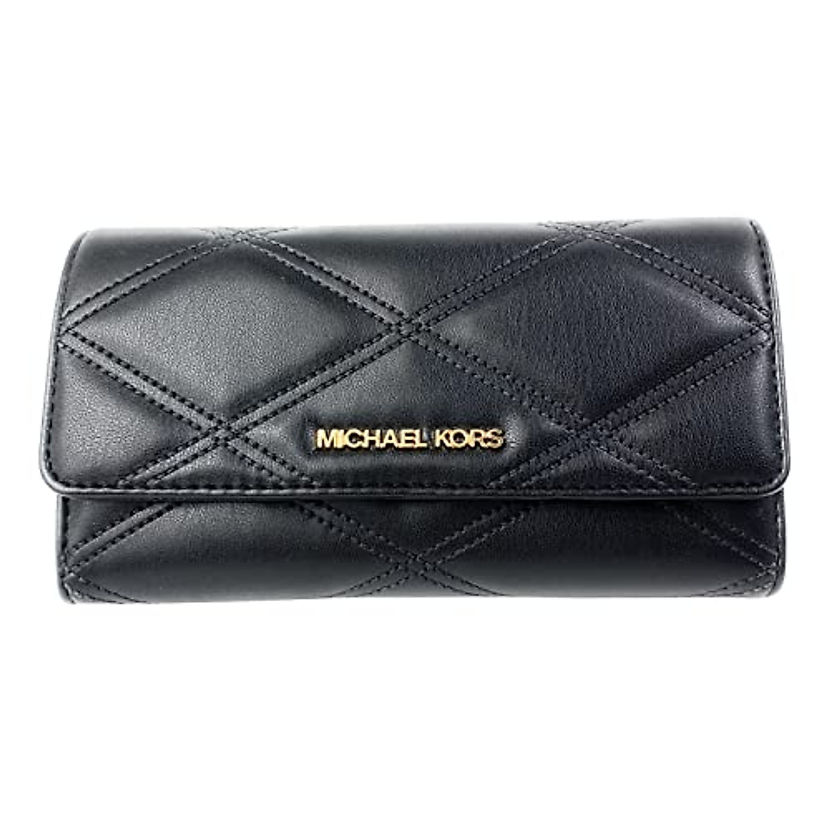 Michael Kors Jet Set Travel Large Trifold Wallet Vegan Leather (Black)