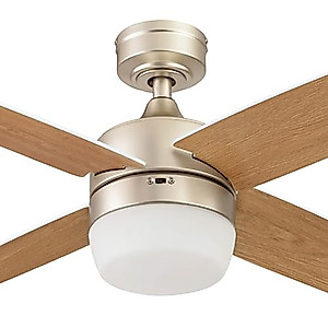 Prominence Home Atlas, 44 Inch Modern Indoor LED Ceiling Fan with Light and Remote Control, Dual Mounting Options, Dual Finish Blades, Reversible Motor - 51470-01 (Champagne)