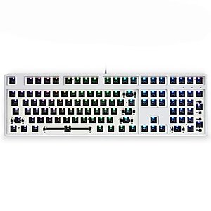 KPREPUBLIC GK108 GK108S Dual Mode hot swappable 100% Custom Mechanical Keyboard Kit Support RGB Switch led Type c Software Balck White case (GK108S White Case Kit x1)
