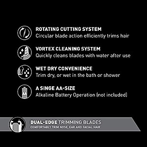 Panasonic Men’s Ear and Nose Hair Trimmer, Wet Dry Hypoallergenic Dual Edge Blade - ER-GN30-H