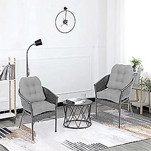Srutirbo Outdoor Chair Seat Cushions Set of 2, Waterproof 19" x 19"U-Shaped Patio Chair Cushions for Indoor/Outdoor Wicker Chair Rocking Chairs, Garden Furniture Kitchen Dining Room (Light Grey)