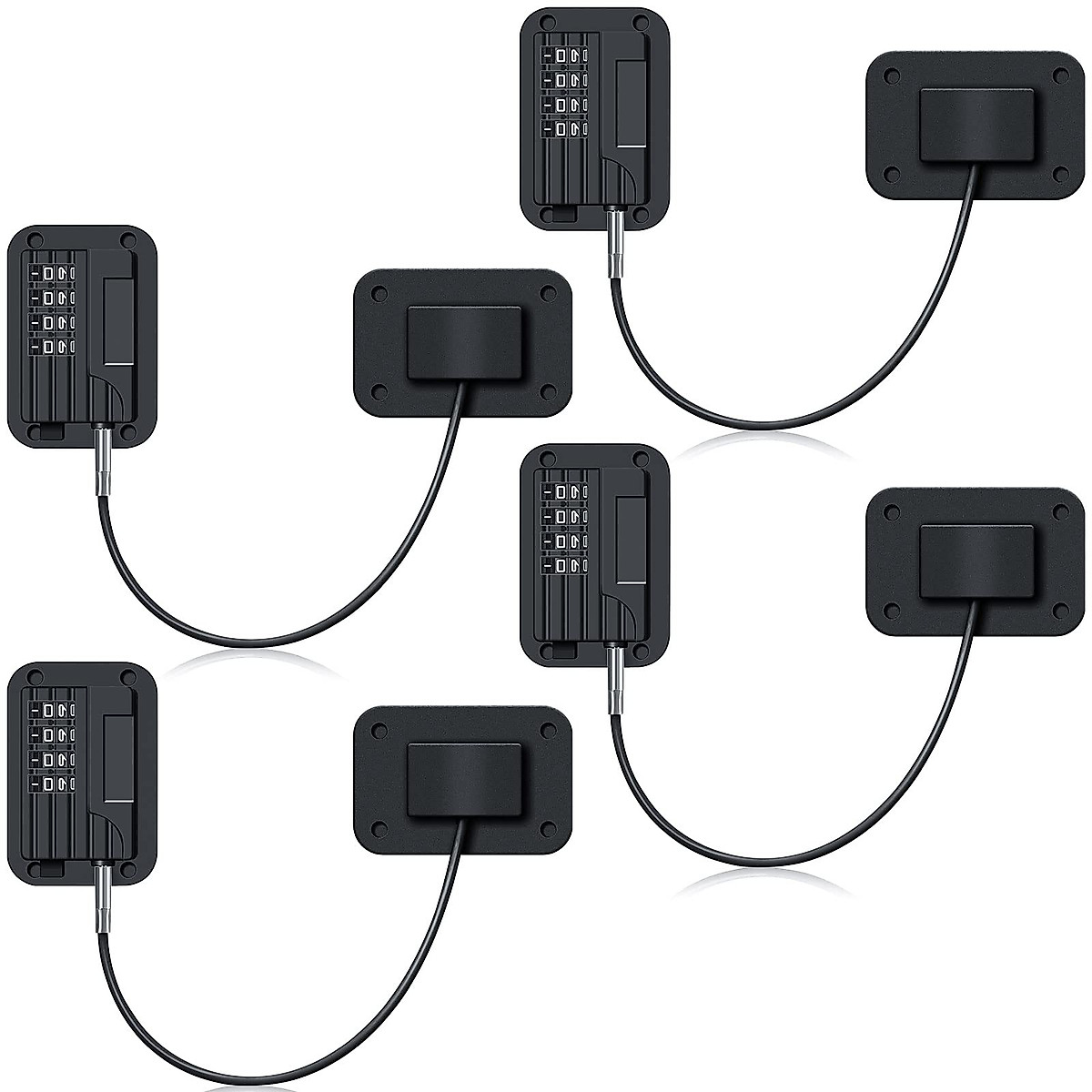 4 Packs Refrigerator Lock Cabinet Locks Closet Door Lock Fridge Password Locks for Kids Combination Child Safety Locks Coded Adhesive Fridge Door Lock 4 Digit Lock for Windows Closets Drawers (Black)