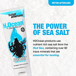 H2Ocean Aquatat Tattoo Healing Ointment - Tattoo Aftercare Cream for Tattoo Supplies - Fragrance- & Dye-Free Tattoo Care Ointment with Vitamins A & B - 1.75 oz