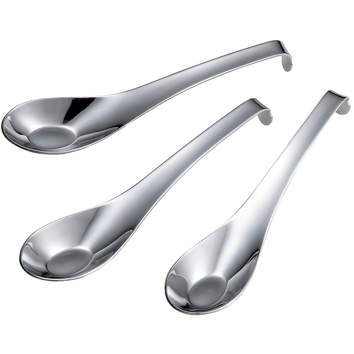 Shimomura Kusen 45699 Chinese Astragalus Spoons, Set of 3, Made in Japan, Dishwasher Safe, Hookable, Unbreakable, Ramen, Fried Rice, Rice Bowl, Easy to Scoop, Stainless Steel, Tsubame Sanjo