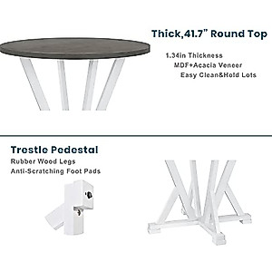 LCH 5-Piece Round, Farmhouse Rustic Counter Height Set with 1 Table and 4 Chairs for Home Kitchen, Dining Room (Grey)