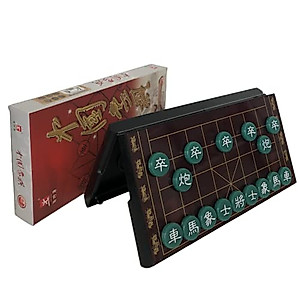 Luoyer 12.5inch Portable Chinese Chess Set with Folding Board and Magnetic Piece Traditional Xiangqi Classic Educational Strategy Games Board Games for 2 Players (Red Board Green Piece)