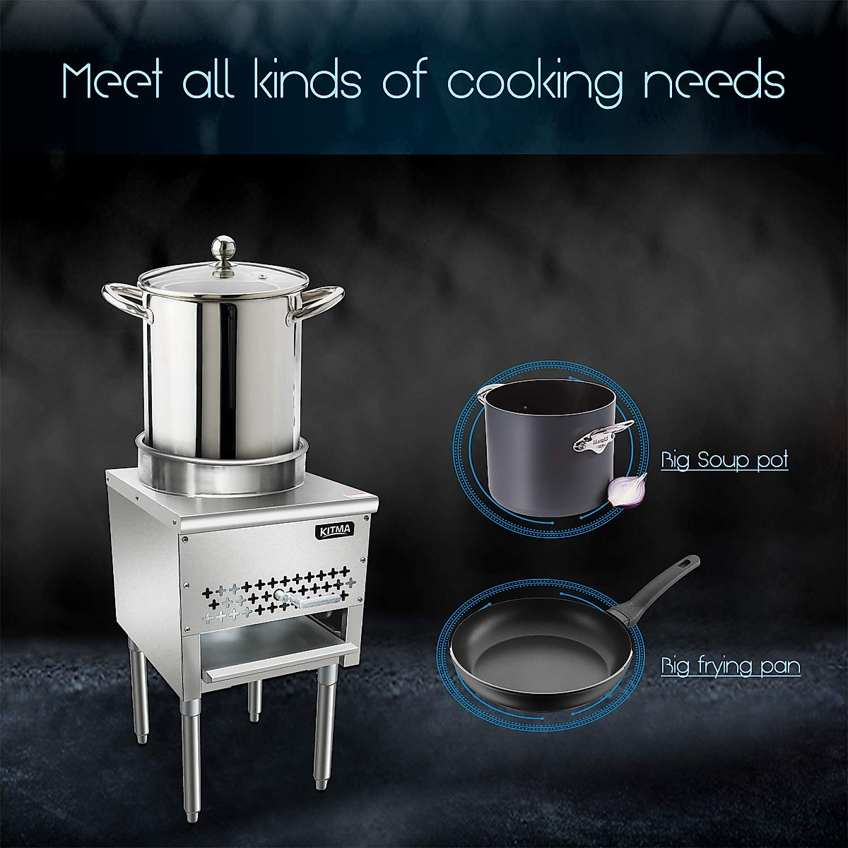 KITMA 16" Gas Wok Range - Commercial Liquid Propane Restaurant Equipment, 110,000 BTU