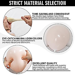Double Stuffed Blush Balloons 50 Pack Cream Beige Party Balloons, Blush Pink Nude Latex Helium Balloons Set Pastel Peach Balloon for Birthday Boho Wedding Bridal Shower Engagement Party Decorations