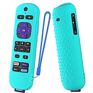 Silicone Cover for Roku Ultra 2022 Remote Roku Voice Remote Pro Silicone Remote Case, Shockproof Durable Silicone Cover with Lanyard (Mint)