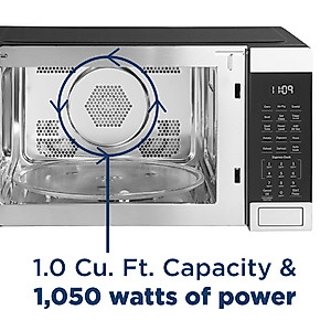 GE 3-in-1 Countertop Microwave Oven | Complete With Air Fryer, Broiler & Convection Mode | 1.0 Cubic Feet Capacity, 1,050 Watts | Kitchen Essentials for the Countertop or Dorm Room | Stainless Steel