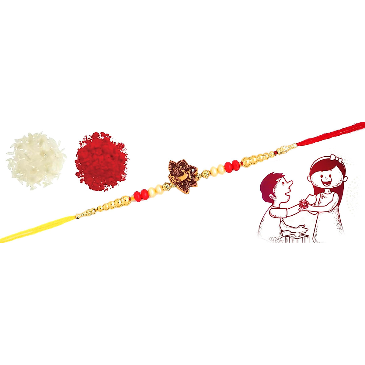 Indian Art Set of 4 Rakhi For Brother and Bhabhi Set Bro Rakhi With Cotton Thread Gift This Rakhi to Brother / Bracelets Rakhi Set /