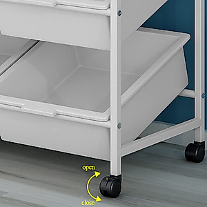 MOAMUN Kids Bookshelf Children Book Organizer 5 Tier Metal Kids Bookcases and Toy Storage Rack with 4 Cube Bins for Playroom Bedroom Living Room Study Room( Beige)