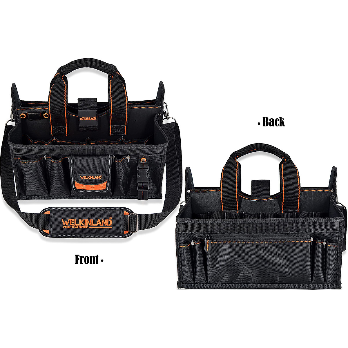 19-POCKETS Tool tote, Tool bag organizer, Electrician tool bag, HVAC tool bag, Tool caddy, Tool bags for electricians, Tool tote bag w/socket organizer tool boxes, Electrical and maintenance tool bag