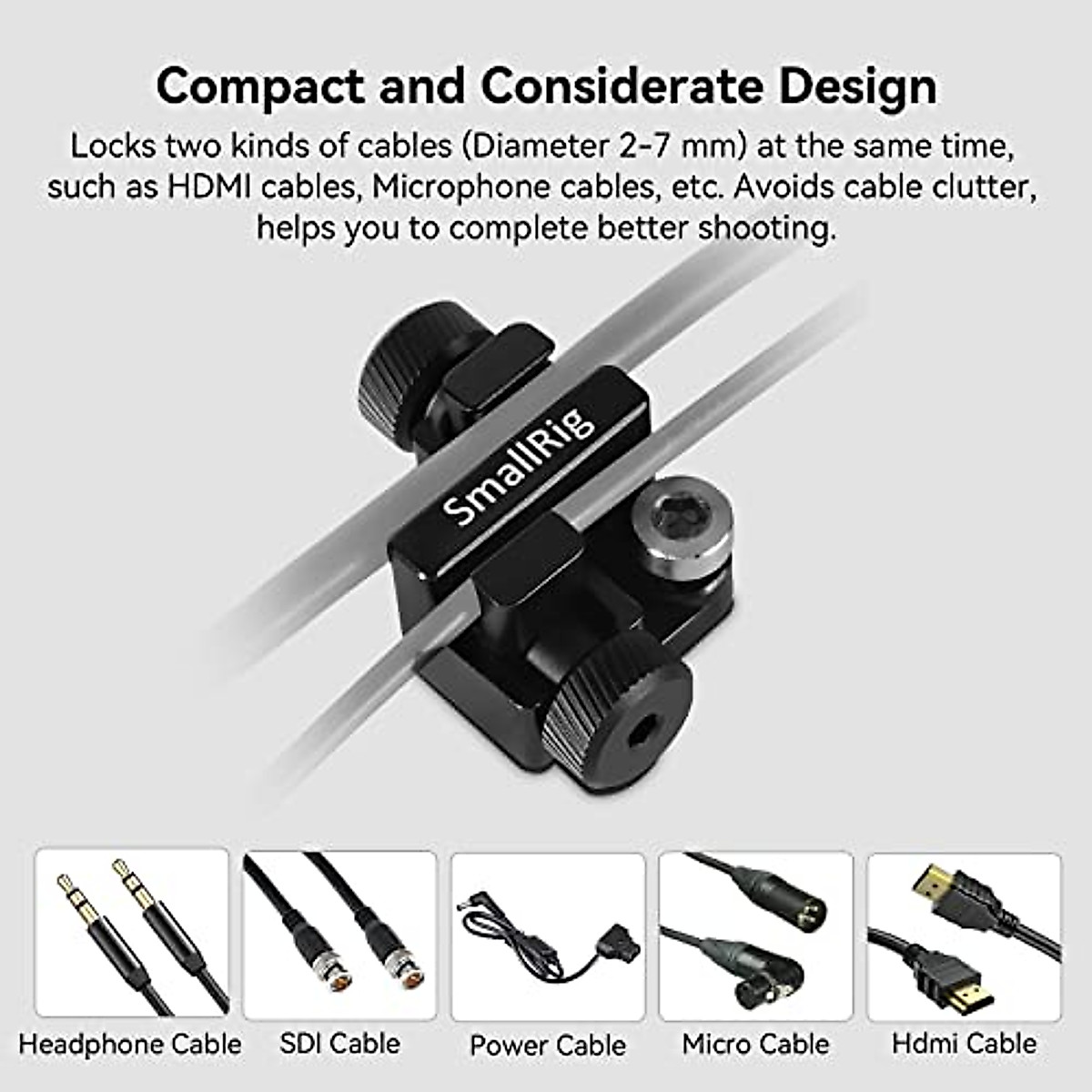 SMALLRIG Cable Clamp Lock for HDMI Cable Microphone Cable Power Cable SDI Cable - BSC2333