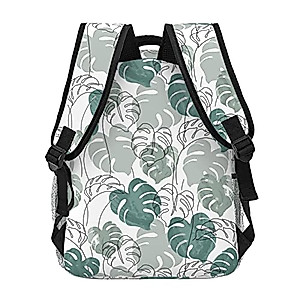BoeHiop Abstract Monstera Leaves Plant Lightweight Laptop Backpack for Women Men College Bookbag Casual Daypack Travel Bag
