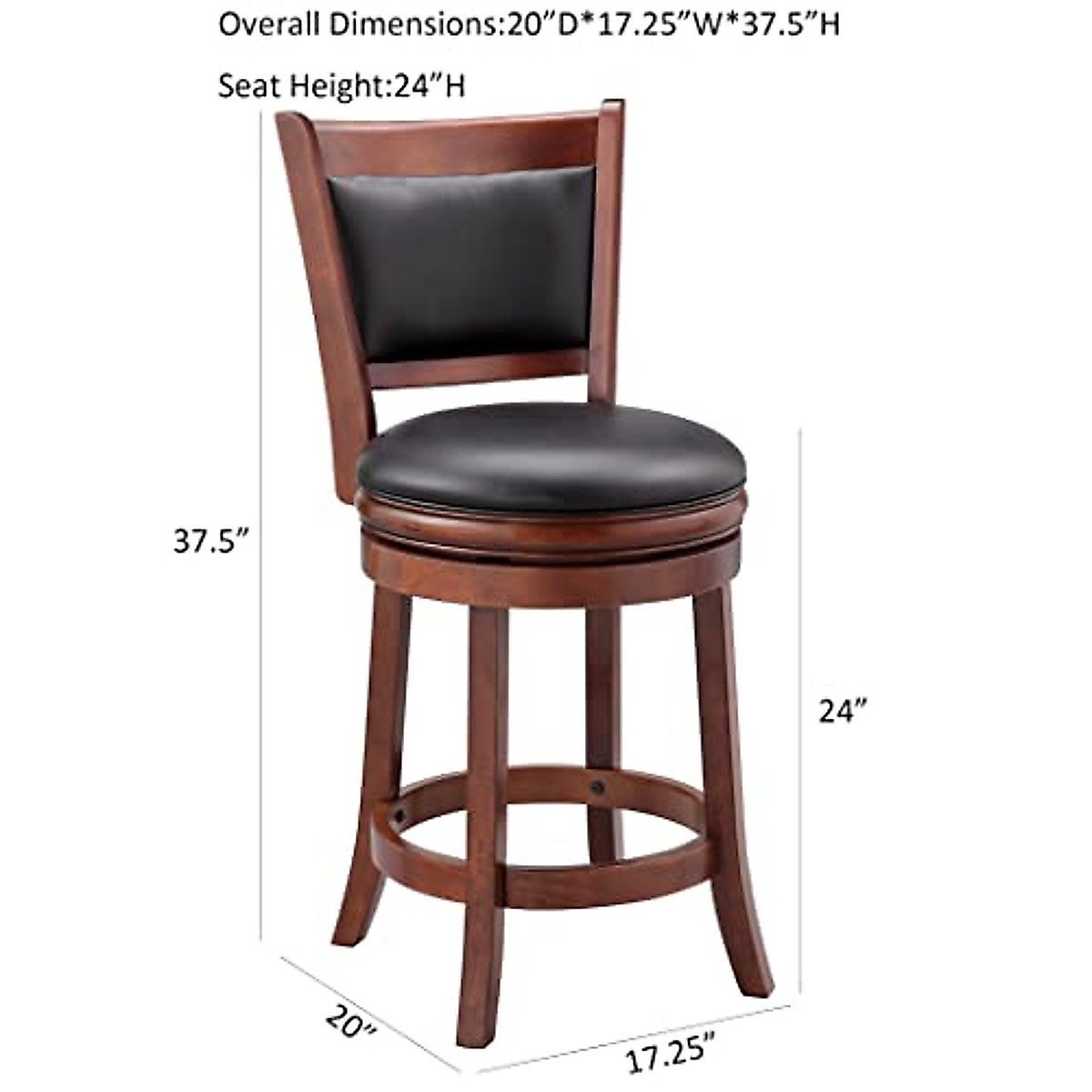 Ball & Cast Swivel Counter Height Barstool 24 Inch Seat Height Cherry Set of 1